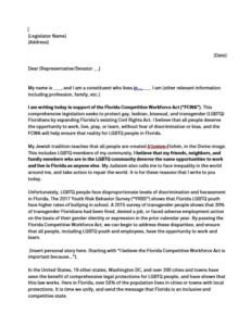 Sample Letter to Your Legislator - Keshet